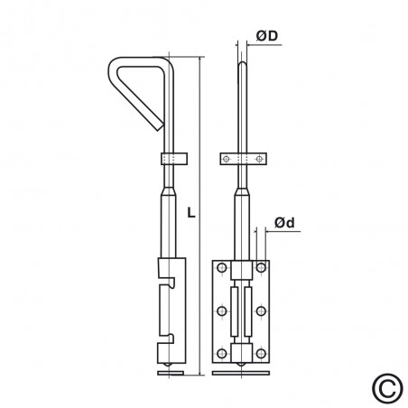 Verrou à baïonnette avec gâche plate
